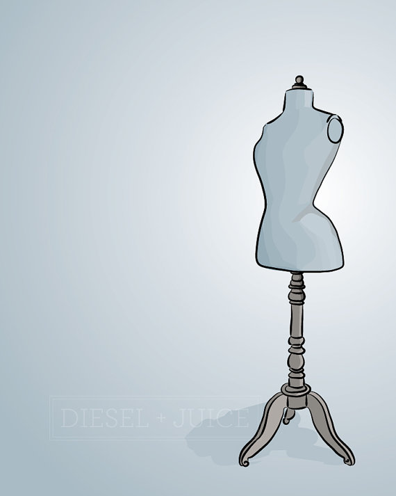 Blue Dress Form - Digitally Illustrated - 8 X 10 Archival Matte Print ...